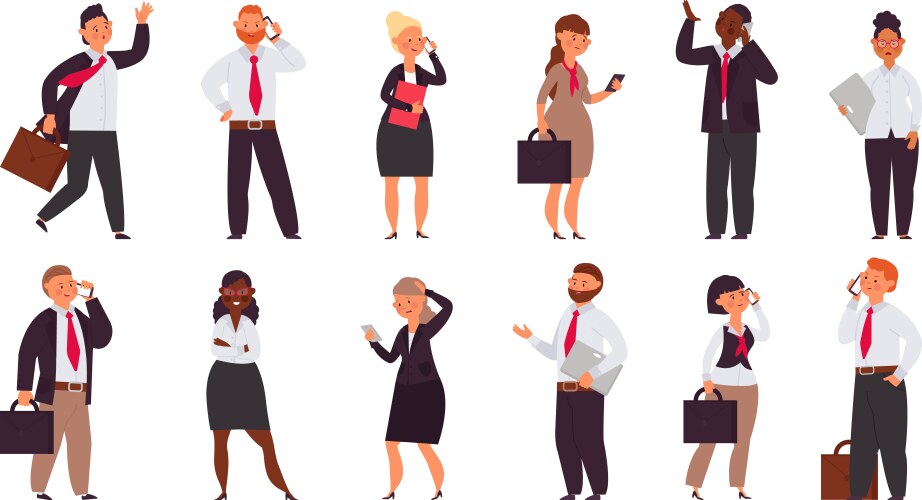 Cartoon employee team office workers group happy Vector Image