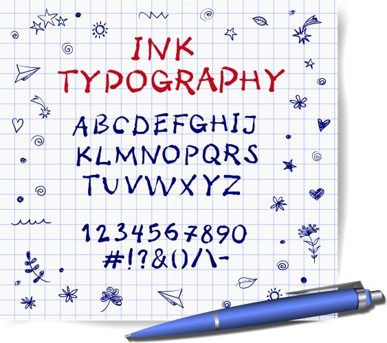 Hand drawn sketch font isolated on white Vector Image