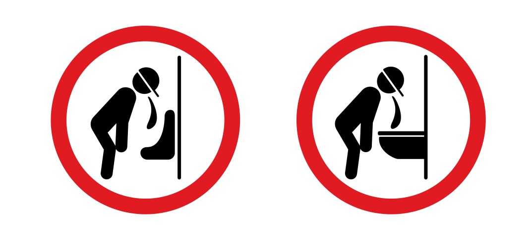 Prohibition vomit icon no vomiting hangover Vector Image