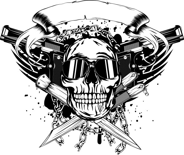 Skull Crossed Pistols Vector Images (over 290)