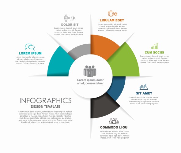Pie chart concept with 8 parts template Royalty Free Vector