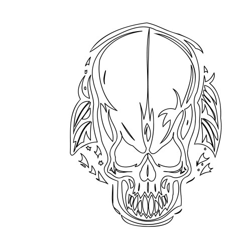 Skull halloween scary outline sketch Royalty Free Vector