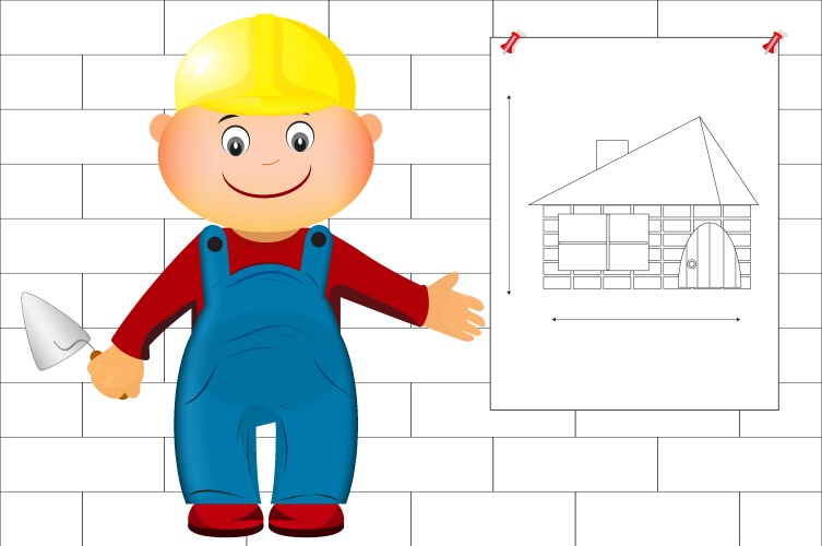 Cartoon builder idea Royalty Free Vector Image