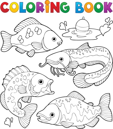 Kids coloring happy fishes friends Royalty Free Vector Image