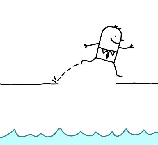 Cartoon man jumping with springs on foots Vector Image