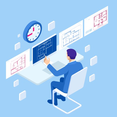 Isometric construction project management Vector Image