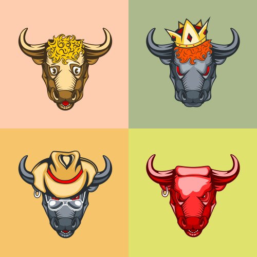 Low polygon and wireframe bulls head bullish Vector Image