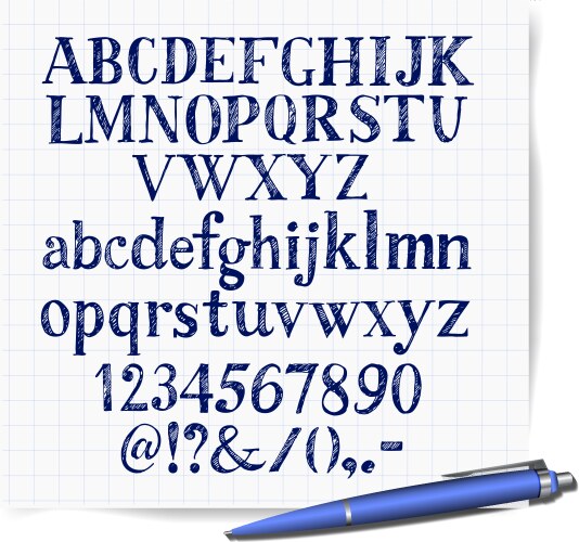 Hand drawn sketch font isolated on white Vector Image