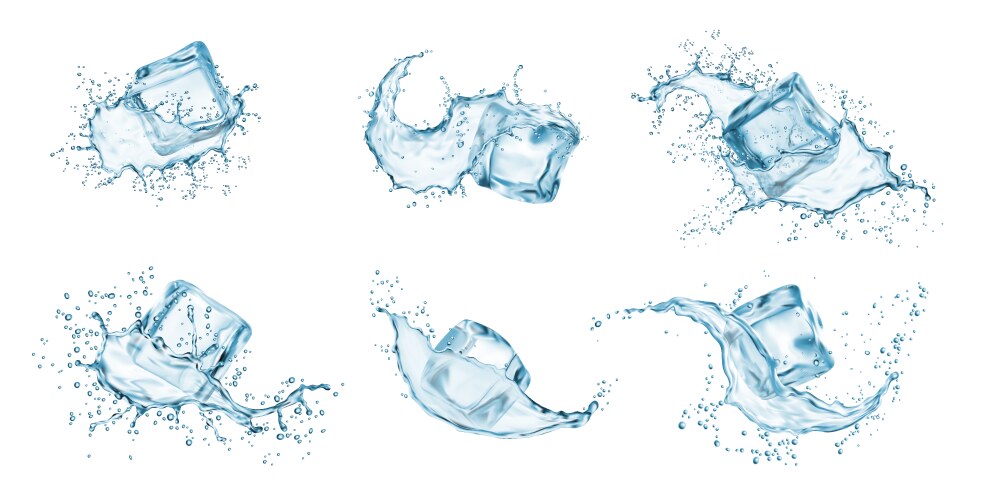 Set water splashes and flows Royalty Free Vector Image