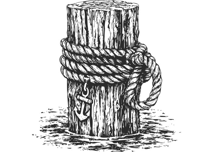 Rustic Wooden Post with Rope – Royalty-Free Vector | VectorStock