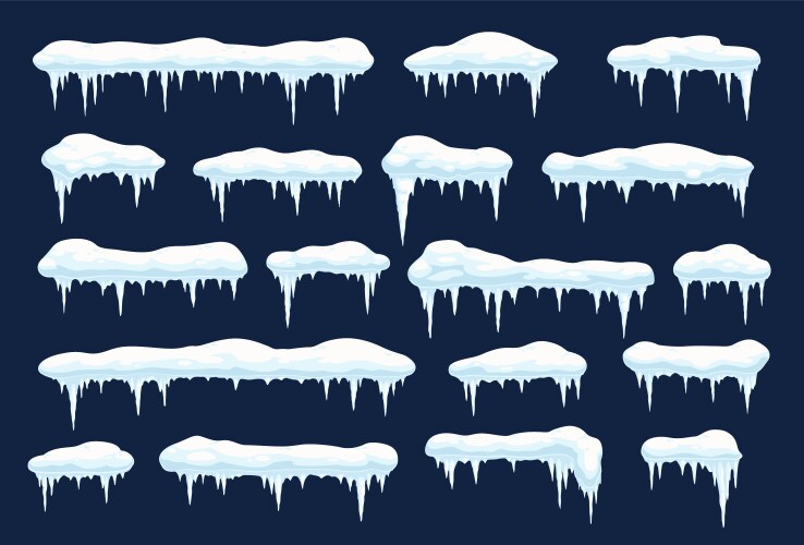 Cartoon snow caps snowdrifts and icicles snowy Vector Image