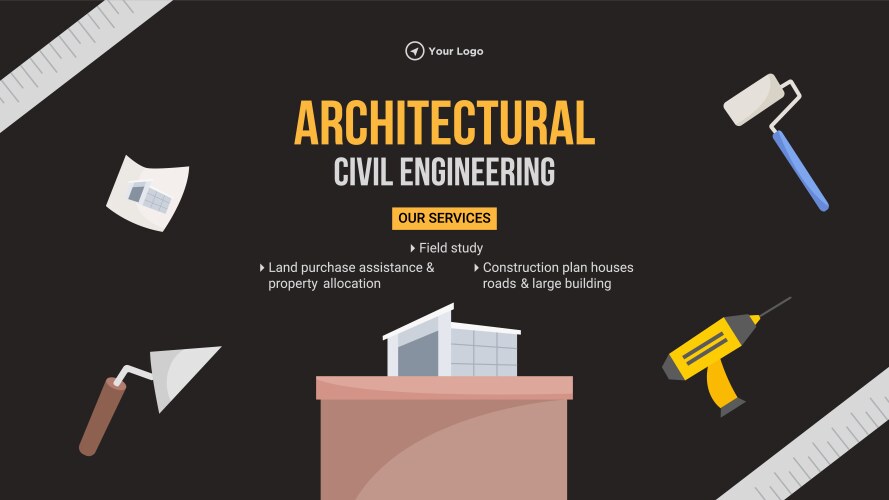 Architectural civil engineering landscape banner Vector Image