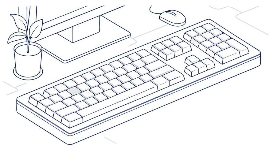 Isometric outline of computer keyboard and mouse – Royalty-Free Vector ...