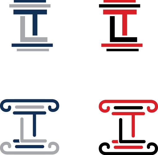 Letters lt and tl pillar logo suitable Royalty Free Vector
