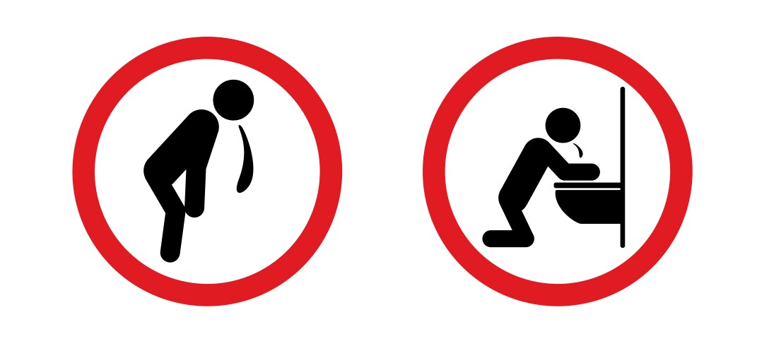 Prohibition vomit icon no vomiting hangover Vector Image