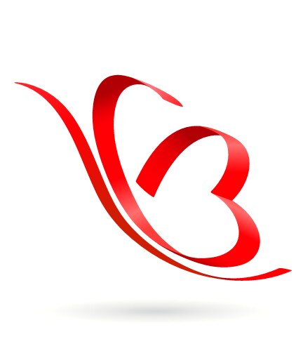 Valentines day red heart shaped ribbon Royalty Free Vector