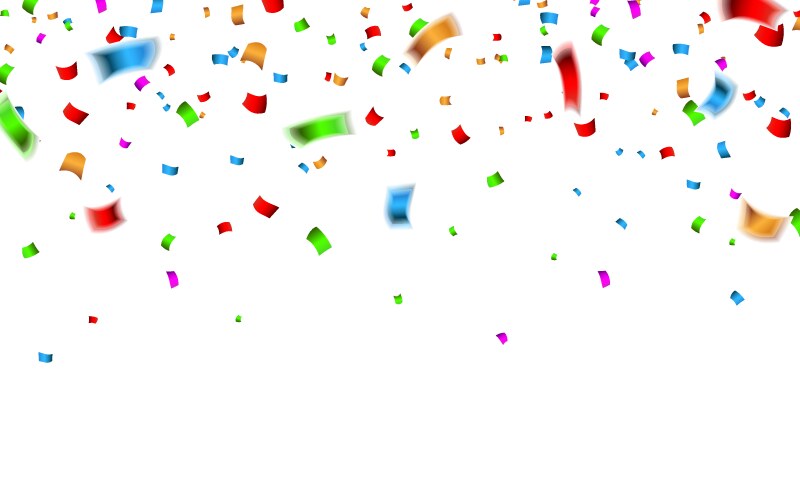 Feast flags with falling confetti for american Vector Image