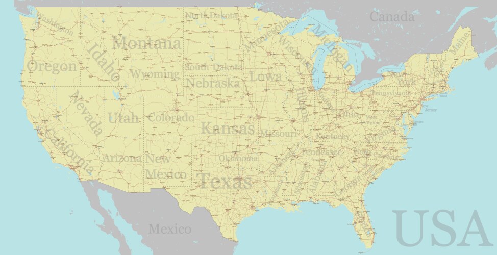 High detailed accurate exact united states Vector Image