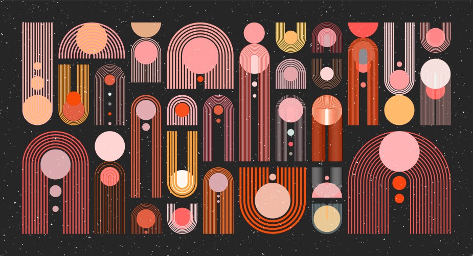 Mid century arch and circle elements modern Vector Image