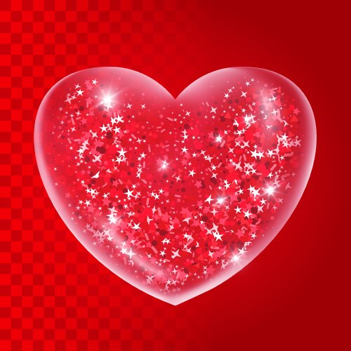 Transparent glass holographic heart realistic Vector Image