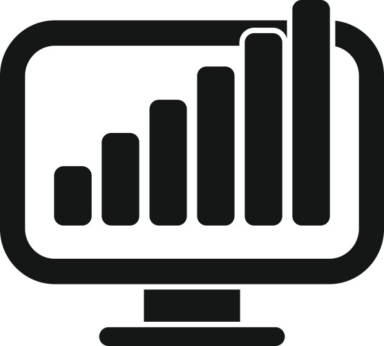 Computer monitor showing growing bar chart Vector Image