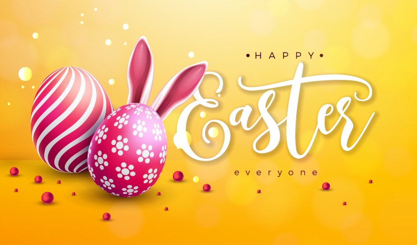 Happy easter typography bunny egg Royalty Free Vector Image
