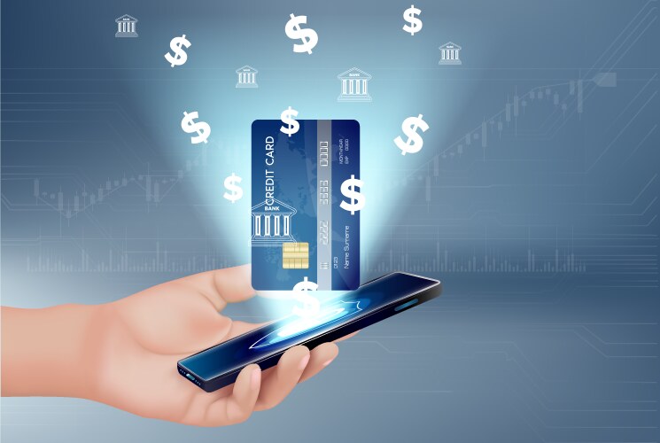 Modern mobile cell phone on colorful background Vector Image