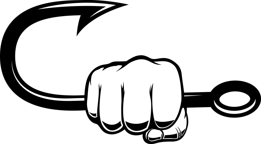 Fish on hook cartoon Royalty Free Vector Image