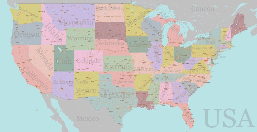 USA and Mexico Map Vector Images (over 2,100)