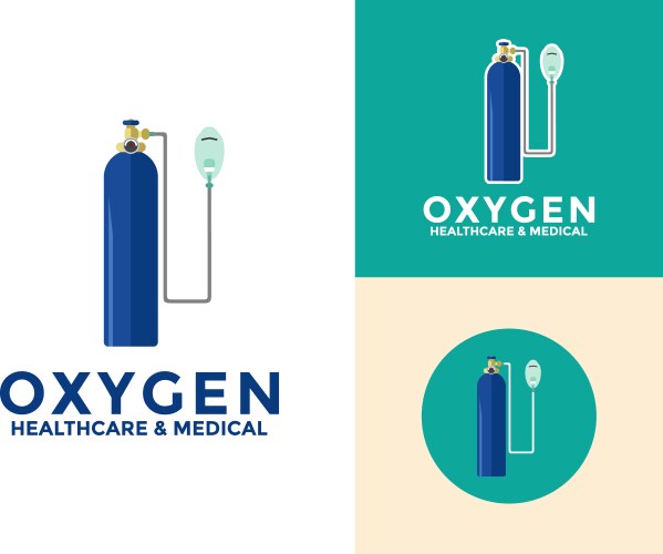Medical oxygen cylinder logo icon set Royalty Free Vector