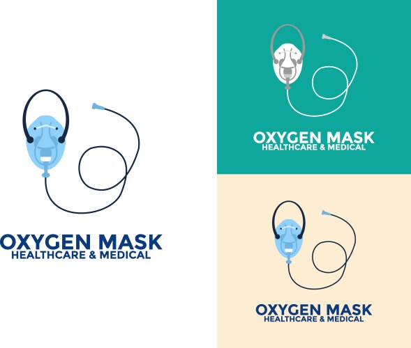 Medical oxygen cylinder logo icon set Royalty Free Vector