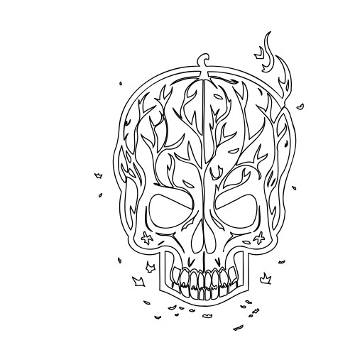 Skull halloween scary outline sketch Royalty Free Vector