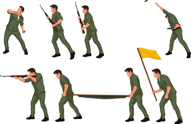 Soldier army military training and exercise sil Vector Image