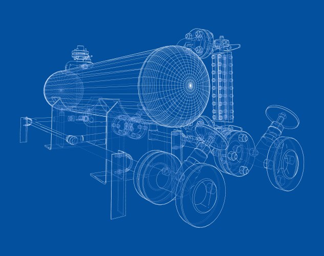 Industrial tank with valves Royalty Free Vector Image