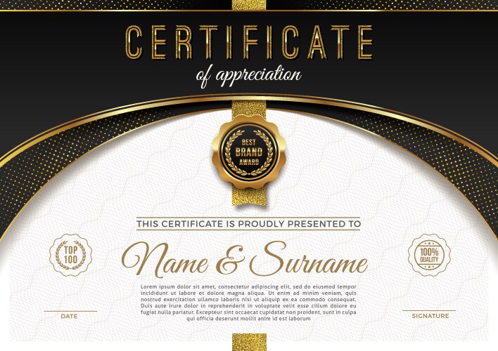 Luxury Golden Certificate Template Royalty Free Vector Image