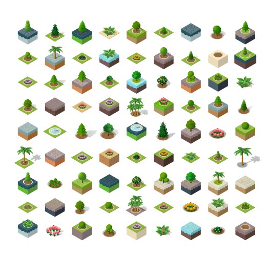 Isometric 3d set park Royalty Free Vector Image