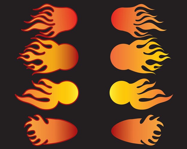 Fire flame set Royalty Free Vector Image - VectorStock