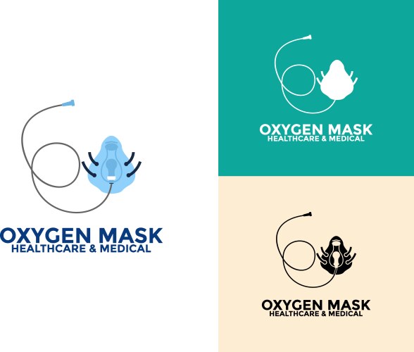 Medical oxygen cylinder logo icon set Royalty Free Vector