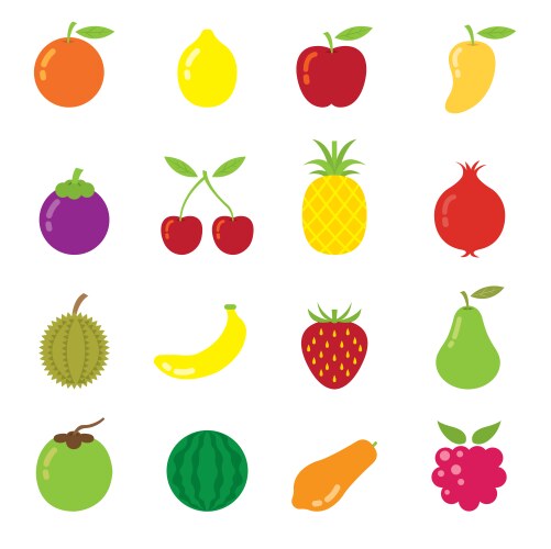 Collection of fruits in cartoon style Royalty Free Vector