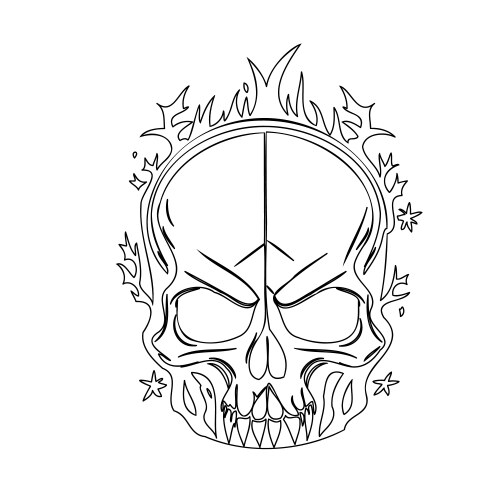 Skull halloween scary outline sketch Royalty Free Vector