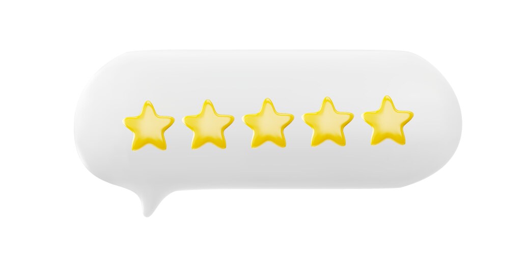 Five yellow star rating positive feedback 3d Vector Image
