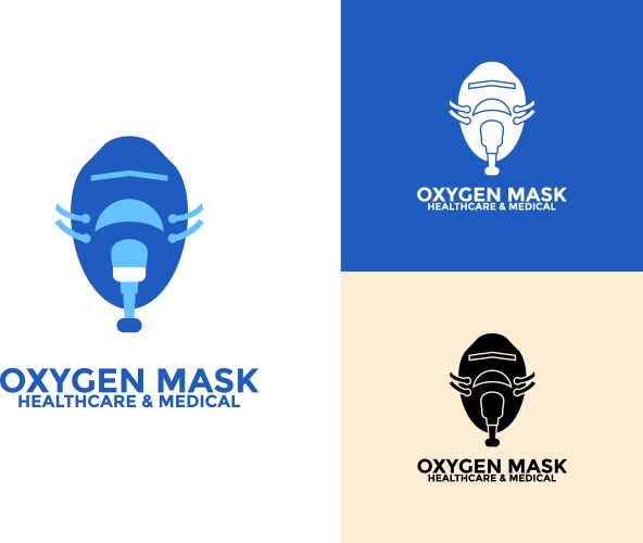 Medical oxygen cylinder logo icon set Royalty Free Vector