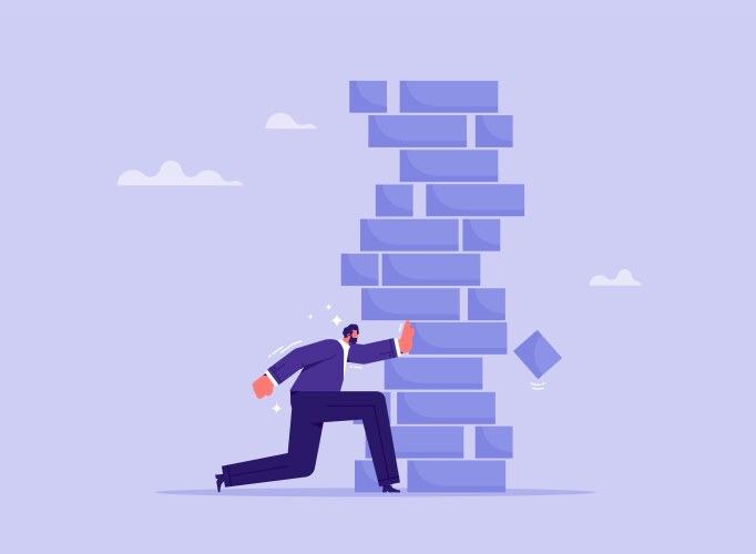 Business risk assessment tiny people build Vector Image