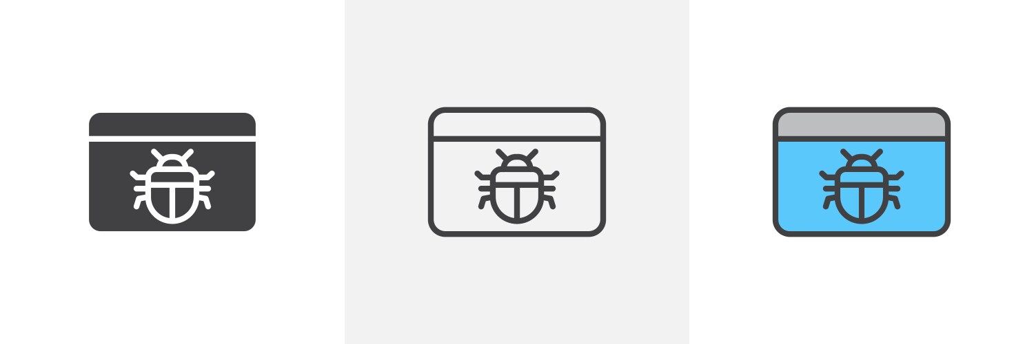 Bug Icon Set Malware Computer Virus Symbol Vector Image
