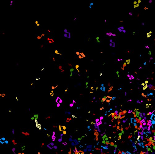 Colorful music notes on black Royalty Free Vector Image