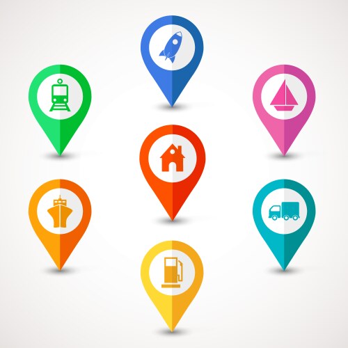 Set of a-z alphabet pin marker flat icons map gps Vector Image