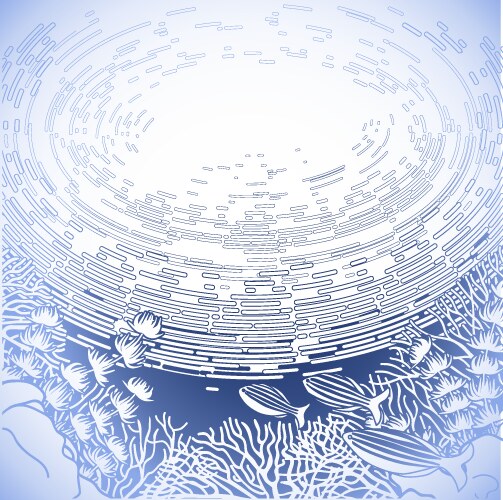 Coral reef with bubble circle frame Royalty Free Vector