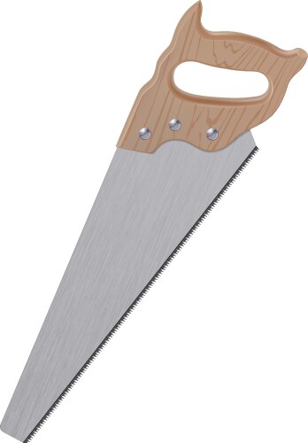 Manual wood saw tool isolated white Royalty Free Vector