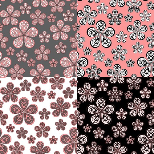 Seamless floral background pink flowers and leafs Vector Image