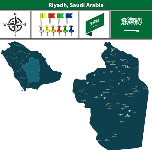 Riyadh City Map, Saudi Arabia Royalty Free Vector Image
